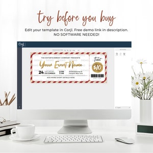 Christmas Event Ticket Editable, Printable Admit One Christmas Party ...