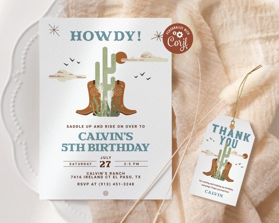 Cowboy Birthday Invitation EDITABLE, Western Party Invite Printable ...