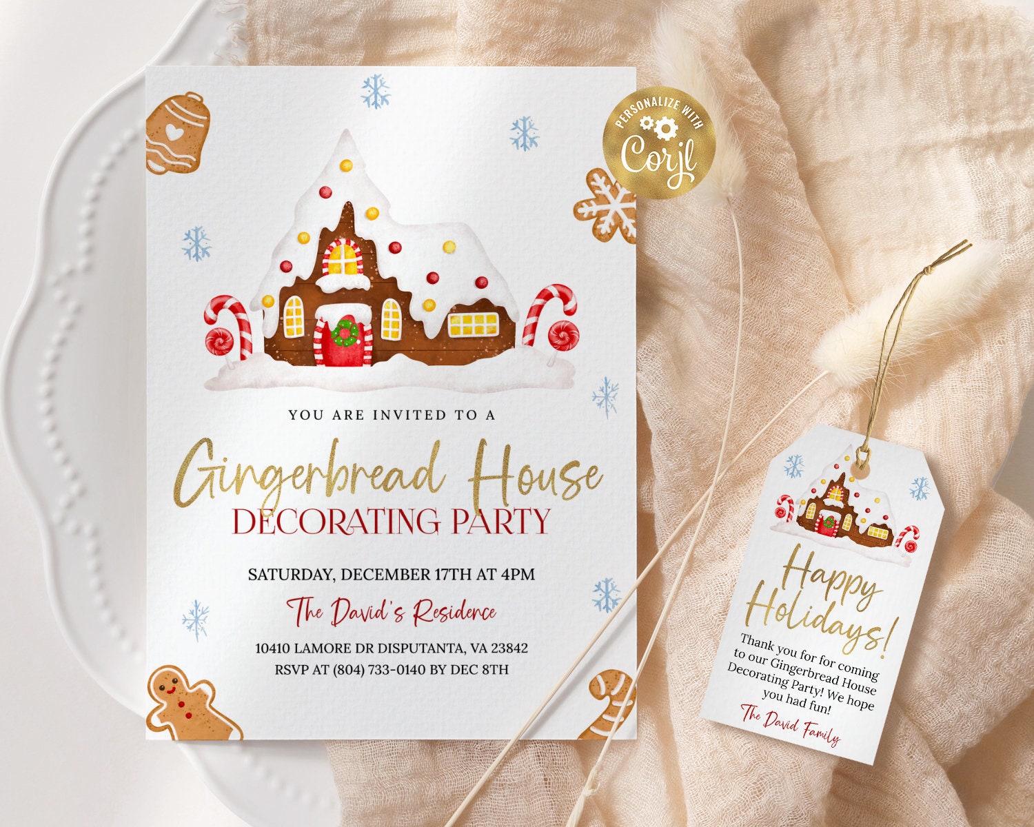 Gingerbread House Decorating Party Invitation EDITABLE - Etsy