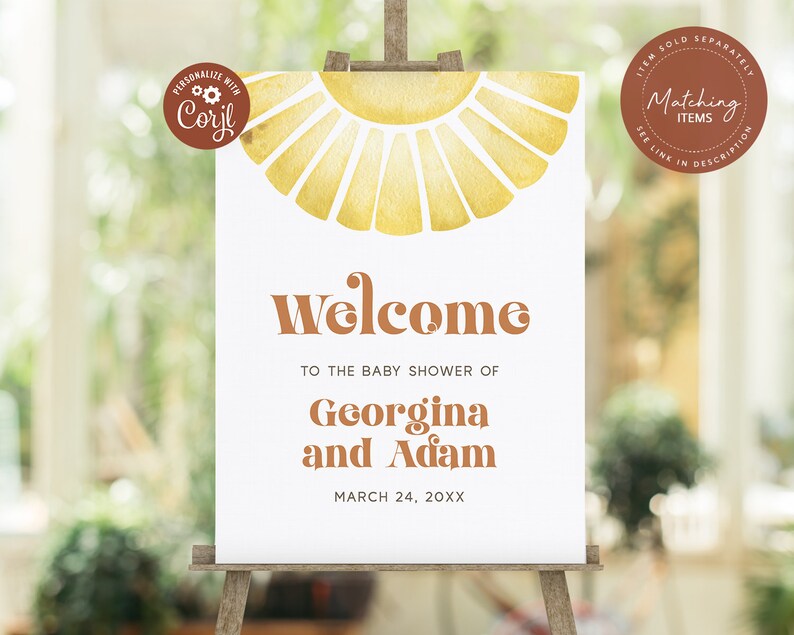 Sunshine Pacifier Hunt Sign Retro Sun Baby Shower Game - Etsy