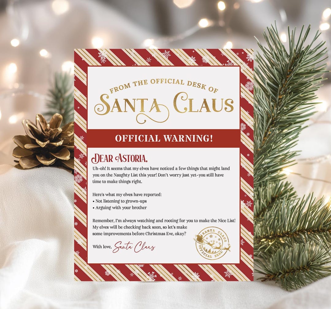 Santa Warning Letter EDITABLE, Christmas Warning Letter From Santa ...