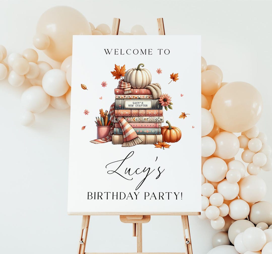 Fall Storybook Party Welcome Sign EDITABLE, Autumn Book Themed Birthday ...