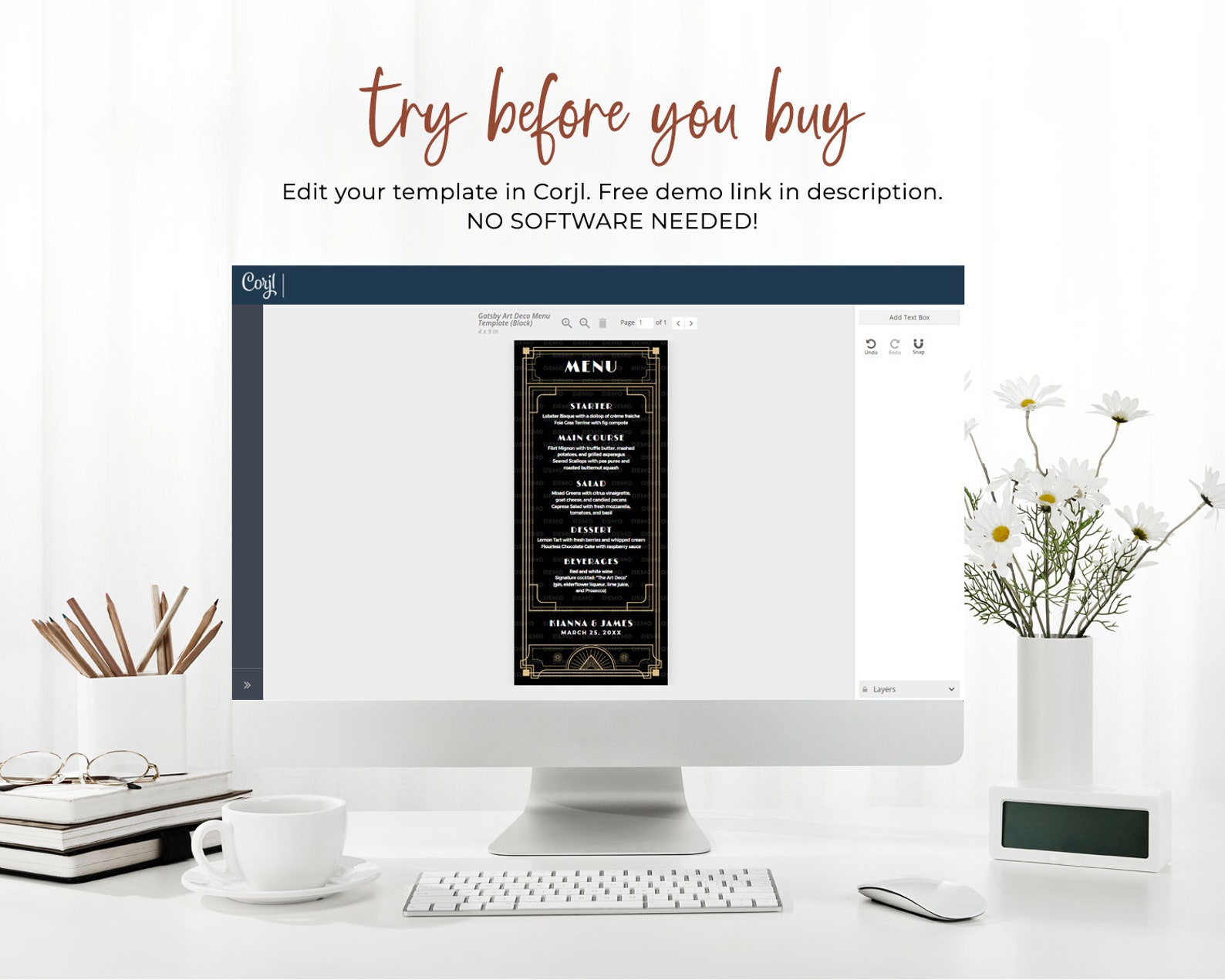 Gatsby Menu Template EDITABLE Art Deco Wedding Menu Cards - Etsy