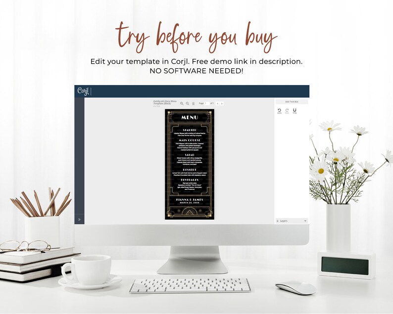 Gatsby Menu Template EDITABLE Art Deco Wedding Menu Cards - Etsy