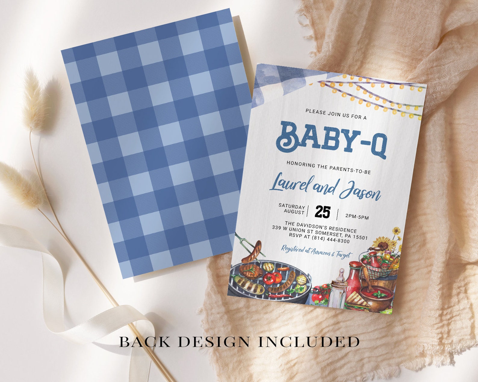 Blue Baby-q Shower Invitation EDITABLE, BBQ Baby Shower Invitation ...