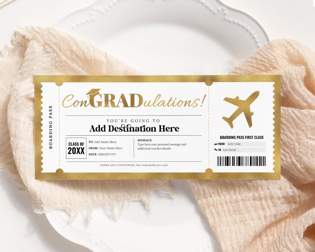 Graduation Boarding Pass Template EDITABLE, Surprise Grad Trip ...