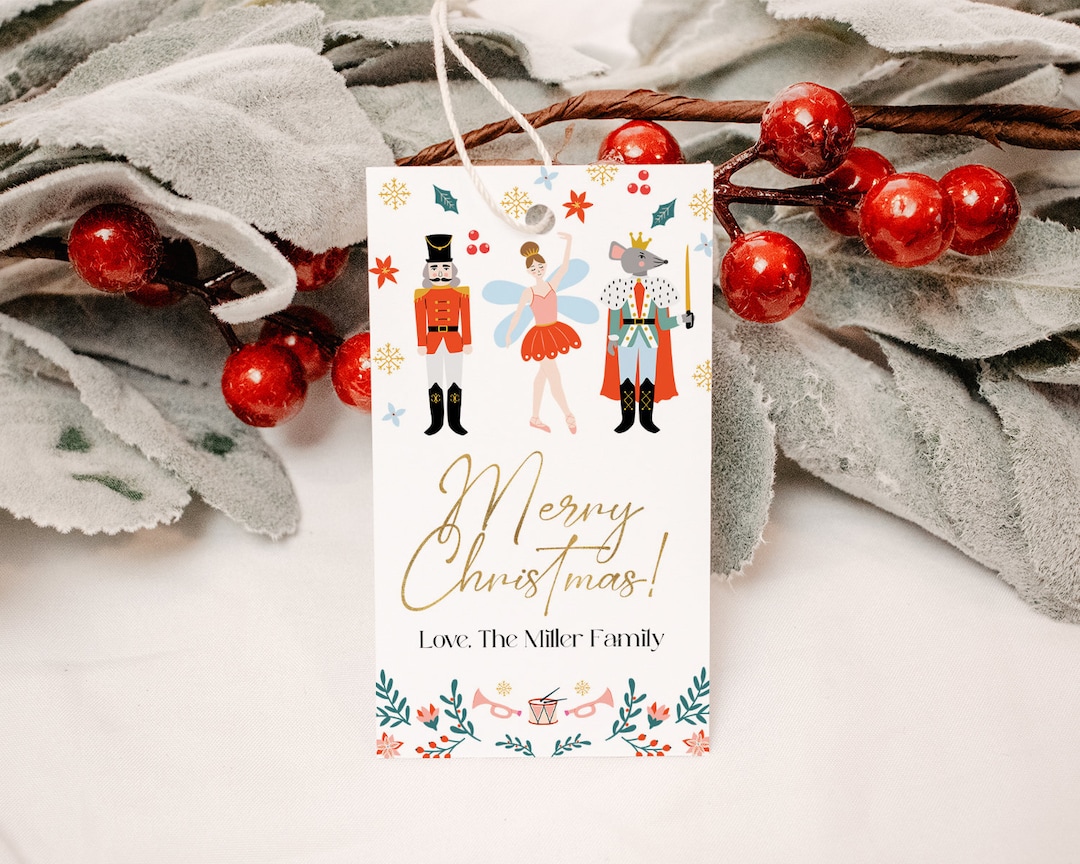 Nutcracker Christmas Gift Tag EDITABLE, Nutcracker Thank You Favor Tag ...