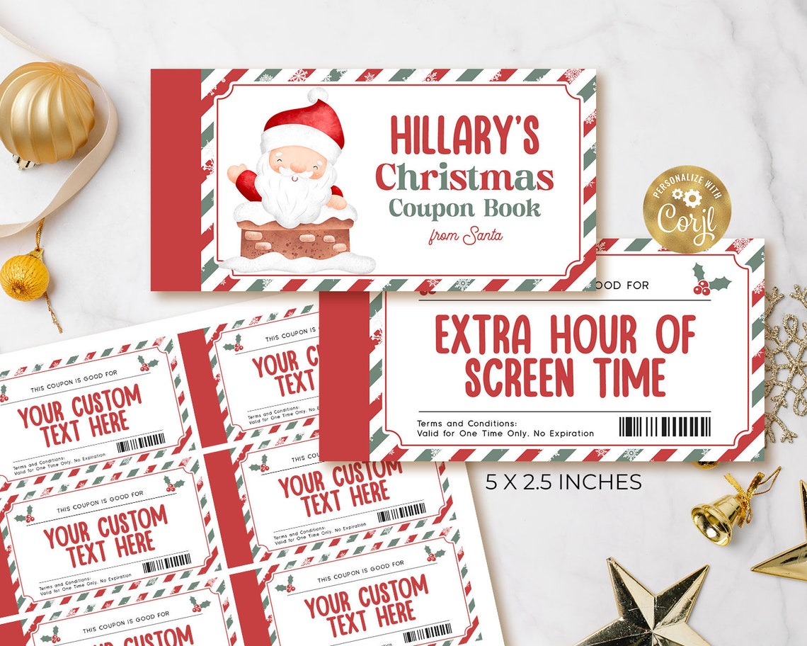 Christmas Coupon Book EDITABLE Printable Santa Coupon Book - Etsy