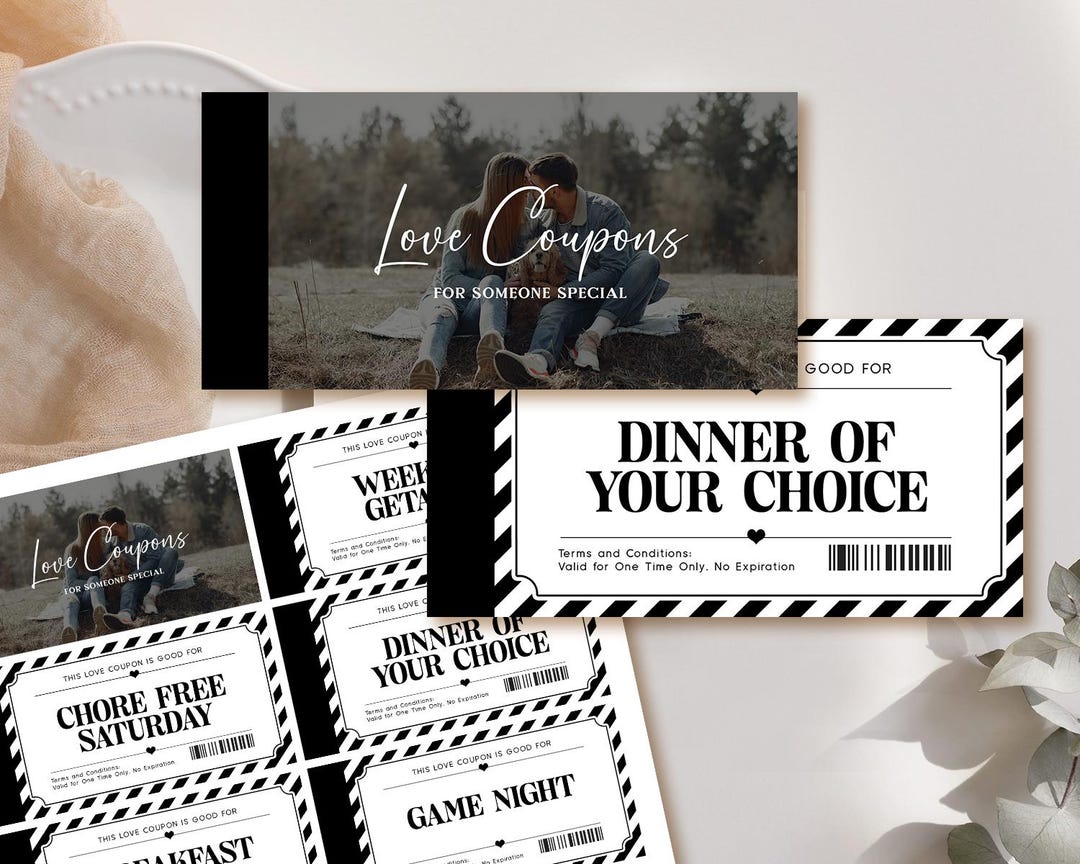 Love Coupon Book, EDITABLE Template, Printable Couple Coupon Book ...