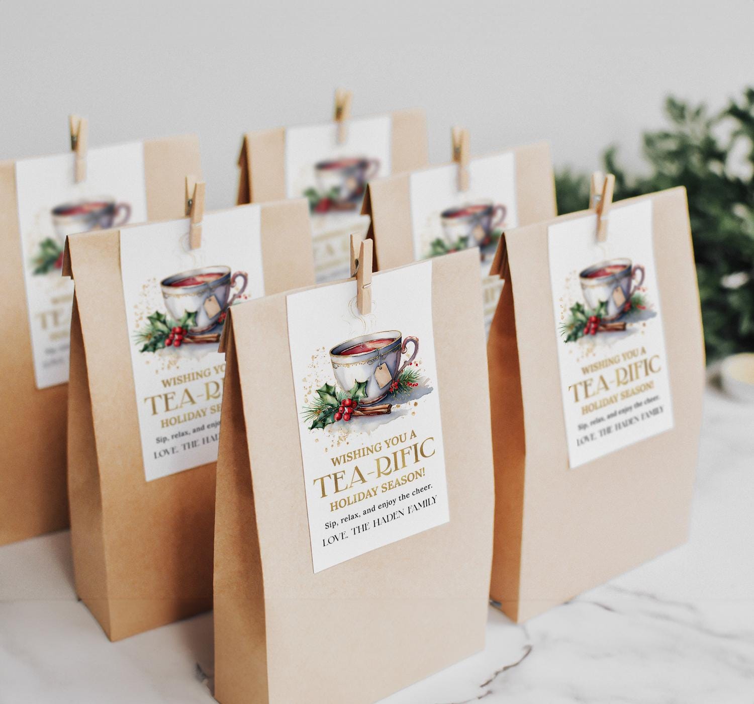 Christmas Tea Gift Tags EDITABLE, Holiday Gift Tag, Printable Christmas ...
