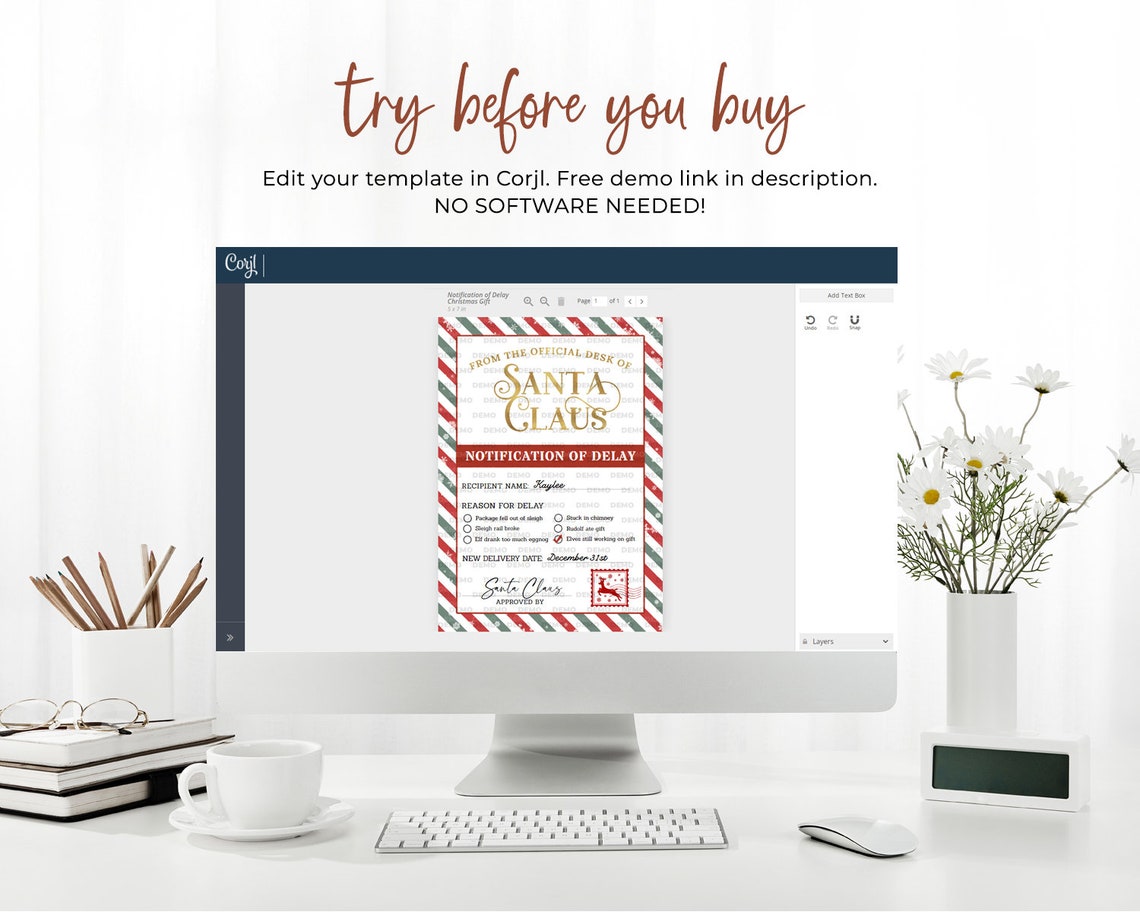 Christmas Gift Delay Notification EDITABLE Delayed Gift - Etsy