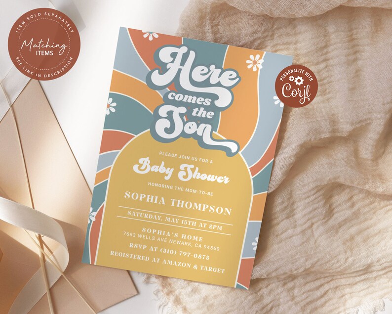 Custom Groovy Sign EDITABLE Retro Sunshine Baby Shower Party - Etsy