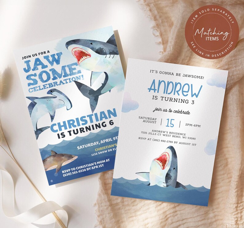 Shark Birthday Favor Tags EDITABLE, Printable Shark Birthday Thank You ...