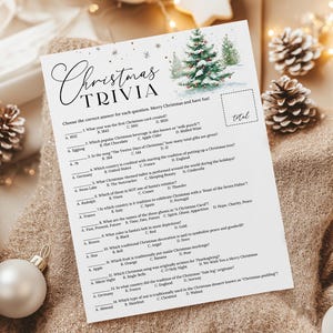 Christmas Trivia Game Printable, Holiday Trivia Card, Christmas Party ...