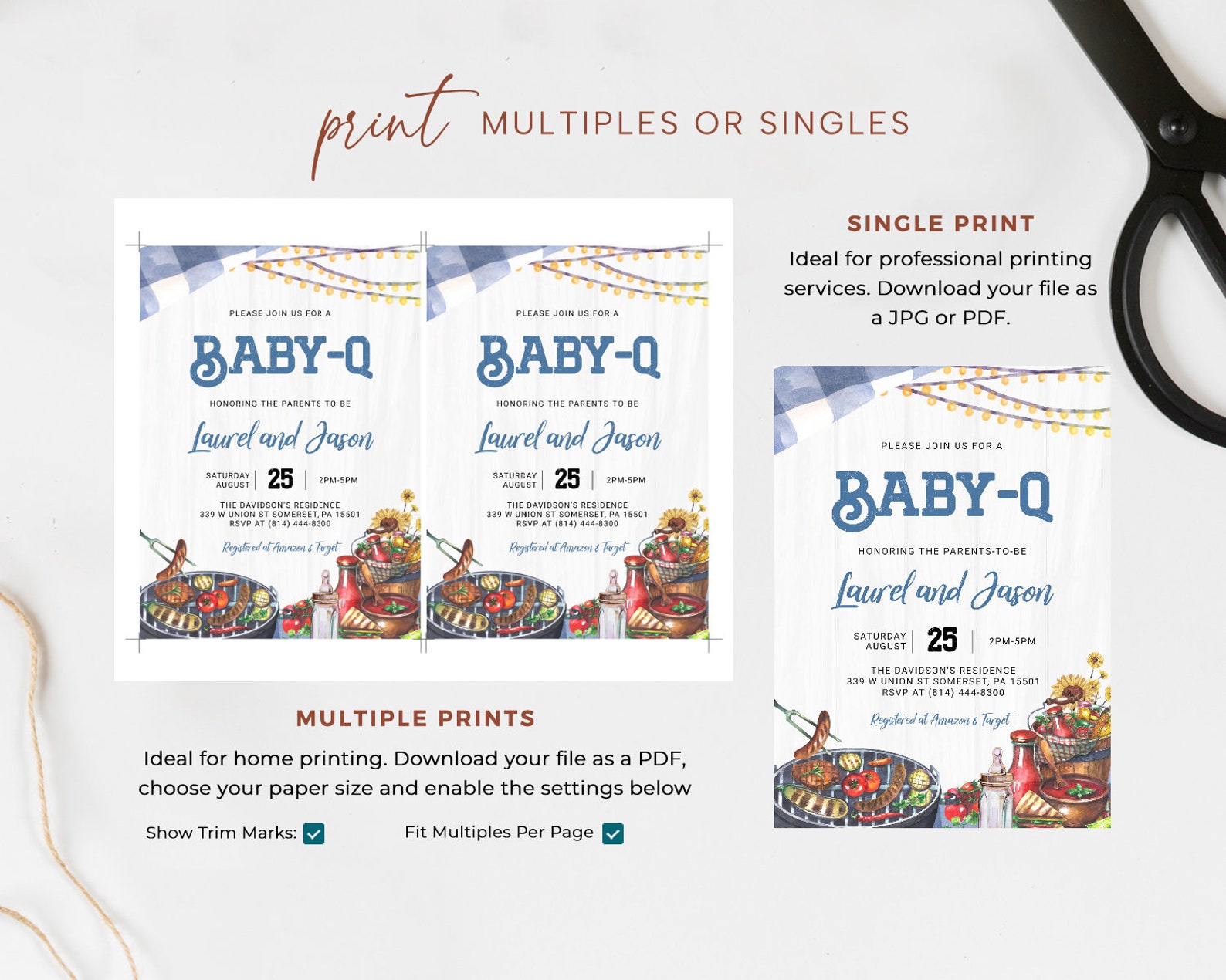 Blue Baby-q Shower Invitation EDITABLE, BBQ Baby Shower Invitation ...
