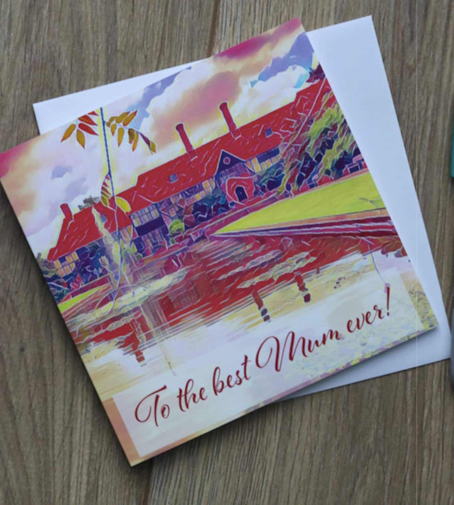 RHS Wisley Card for Mum, Wisley Lake House, Surrey Art, Birthday Card ...