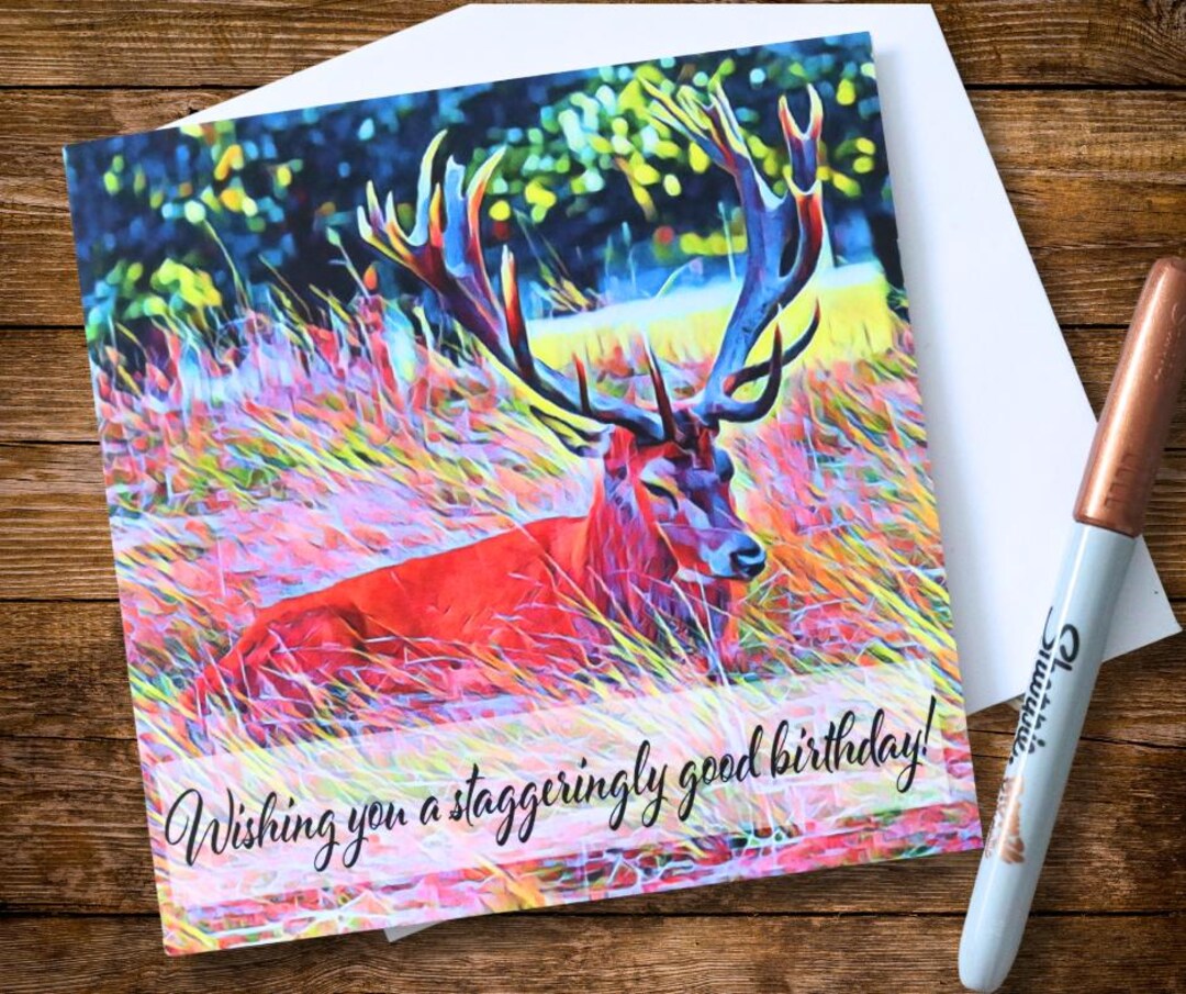 Luxury Bushy Park Stag Birthday Card, Teddington Art, Teddington, Stag ...