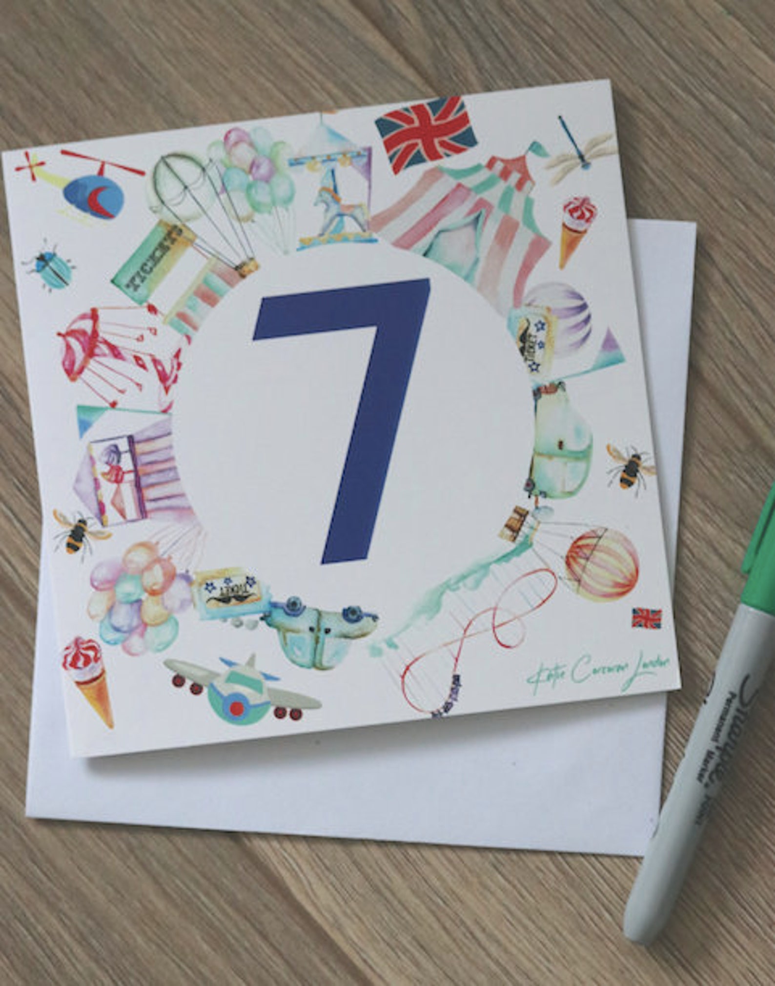 Age 7 Boys Birthday Card British Designed Funfair Ice - Etsy