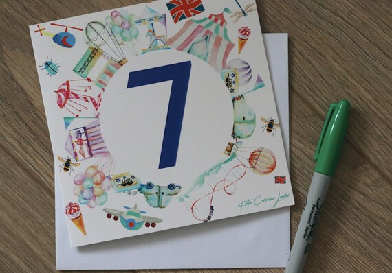Age 7 Boys Birthday Card British Designed Funfair Ice | Etsy