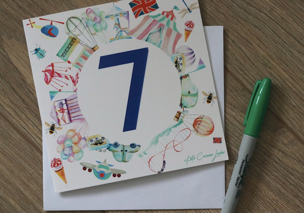Age 7 Boys Birthday Card British Designed Funfair Ice - Etsy