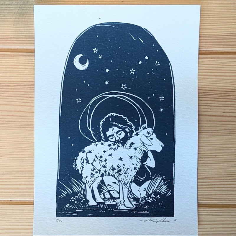 Jesus Linocut Art - Etsy