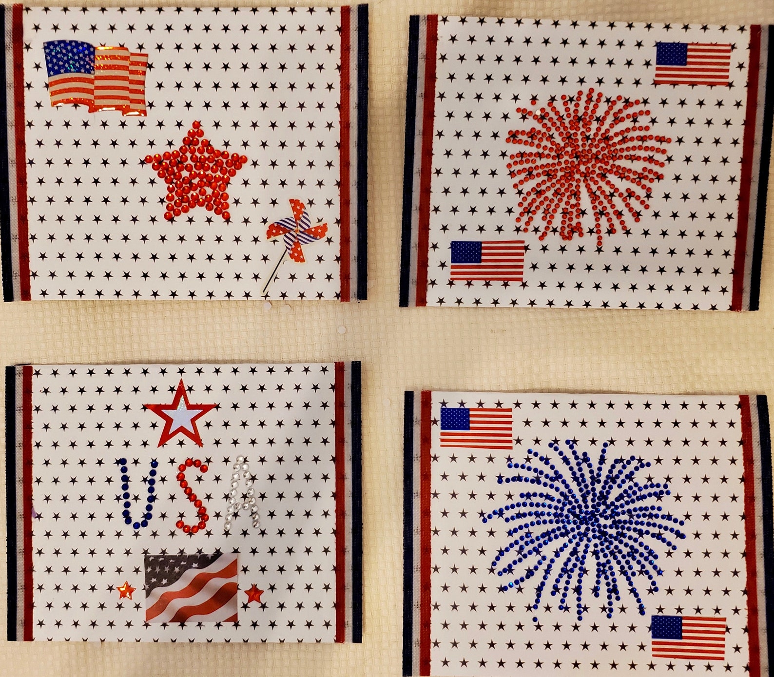 Set of 8 Patriotic July 4th Handmade Blank Cards With Envelopes - Etsy
