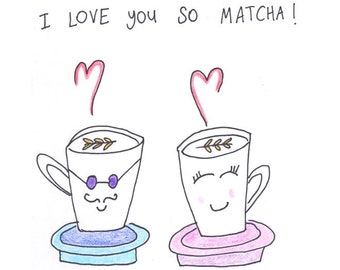 I Love You Very Matcha Matcha Latte Love Anniversary Card - Etsy UK