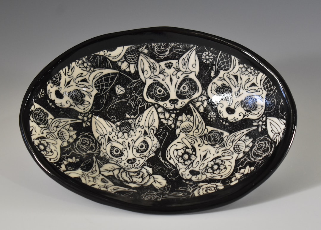 Ceramic Low Profile Cat Food Bowl - Etsy
