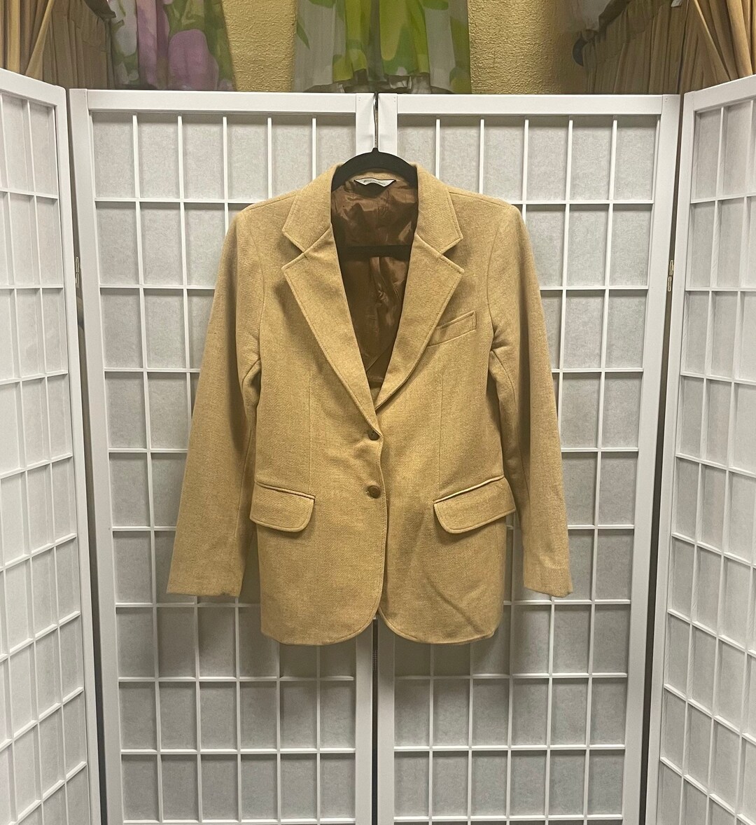80s Beige Wool Blazer With Suede Elbow Patches - Etsy