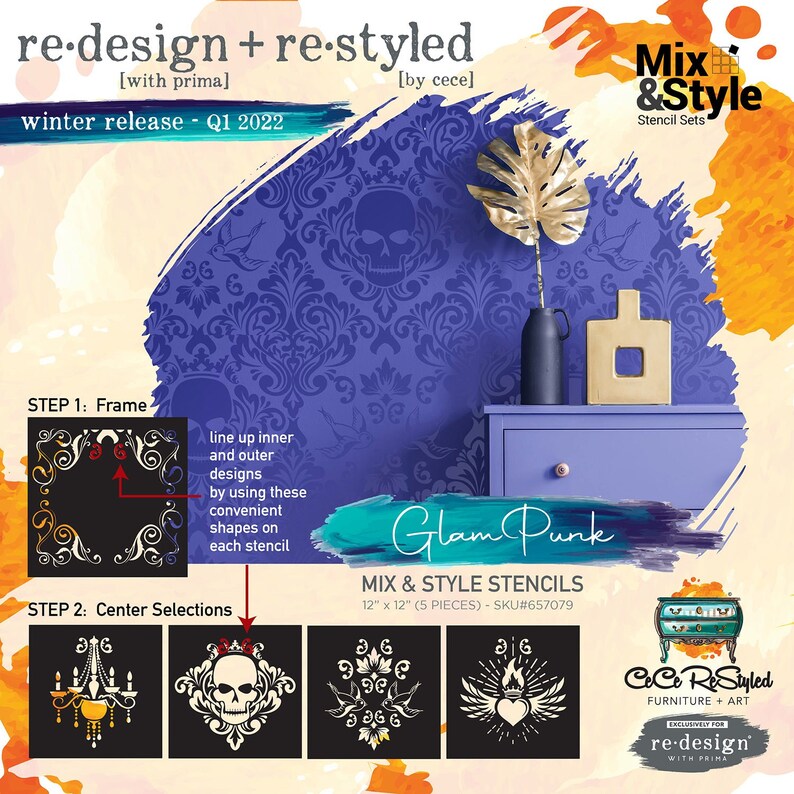 Mix & Style Stencil GLAM PUNK CECE Decor Stencil Redesign - Etsy