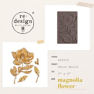 Magnolia Flower - Silicone Mold, Redesign With Prima Decor Mould 5"x 8 ...