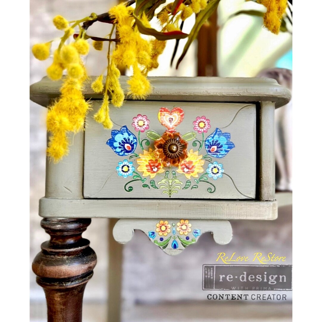 Floral Polish Transfer - Folk Art - Redesign With Prima Mini Decal (3 ...