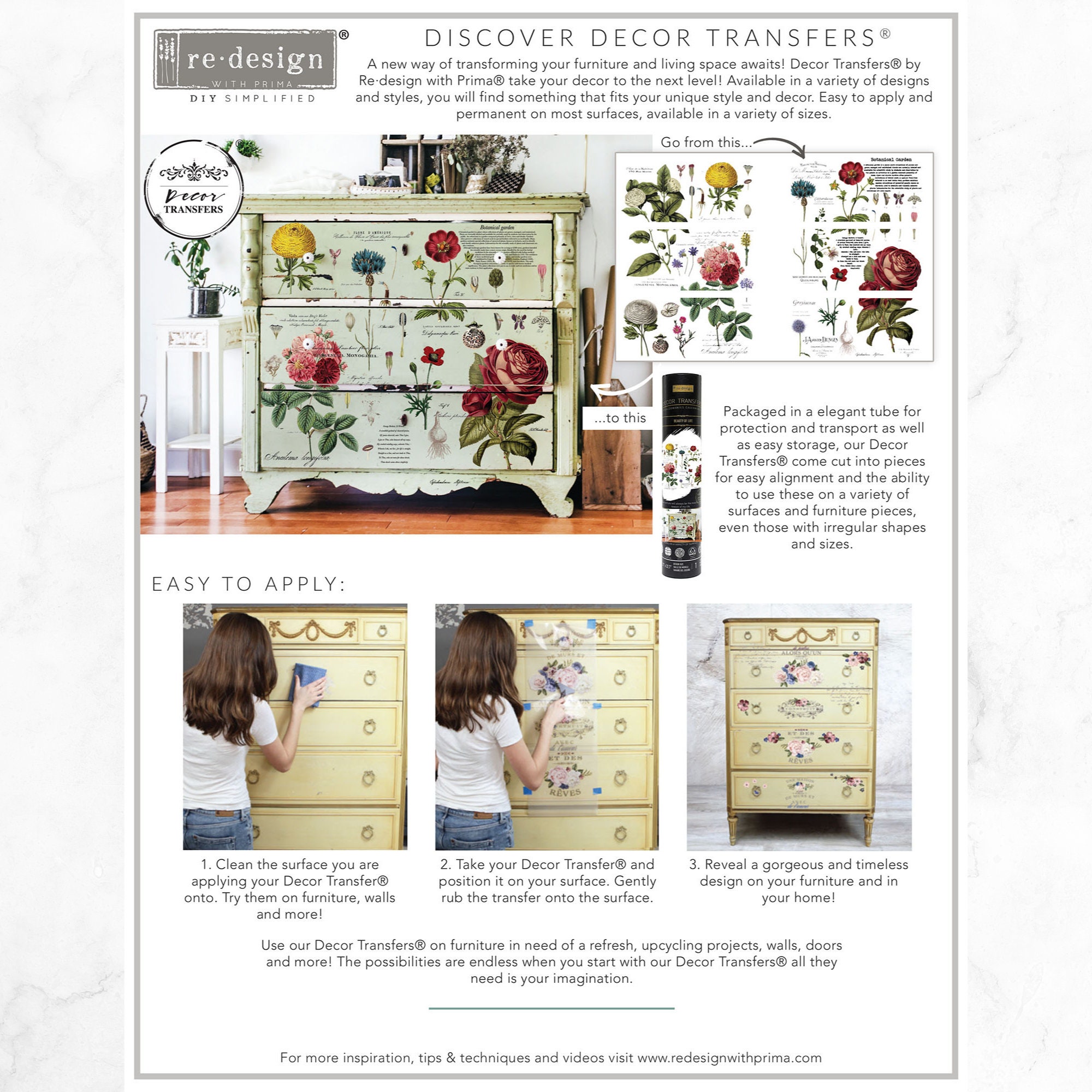 Butterfly Oasis Furniture Transfer - Redesign With Prima Decor Decal - Etsy