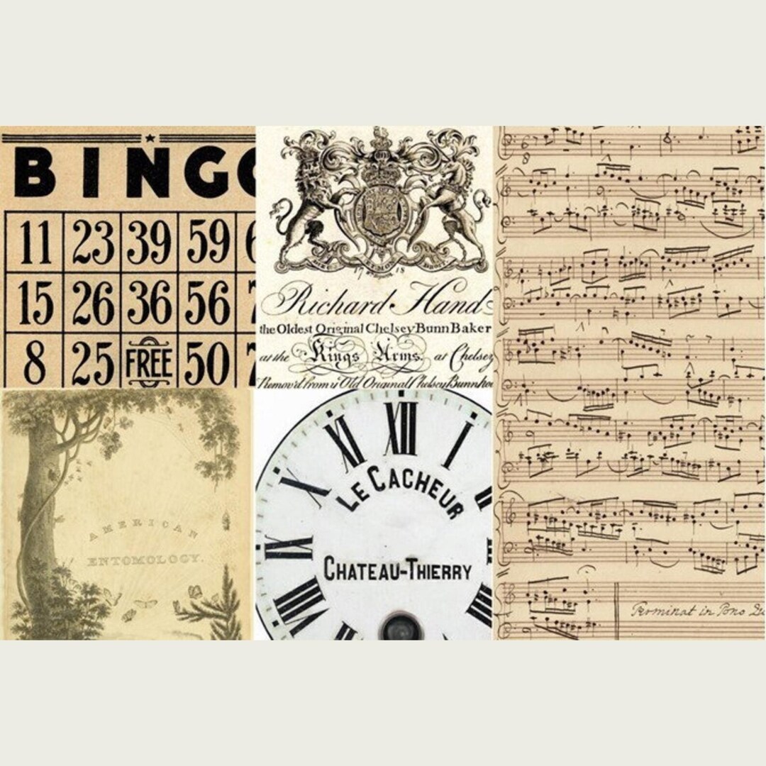 Typography Blocks - Decoupage Paper by Roycycled Treasures 20"x 30 ...