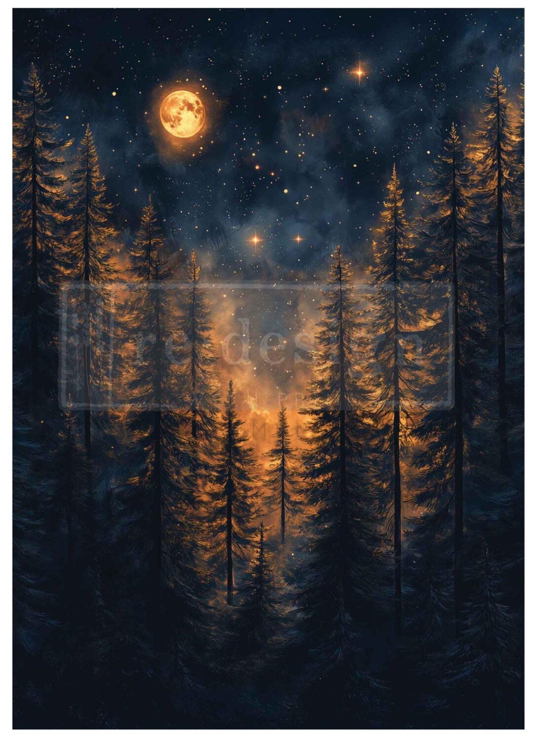 Moonlit Forest Decoupage Paper - Exclusive Redesign With Prima A1 Fiber ...