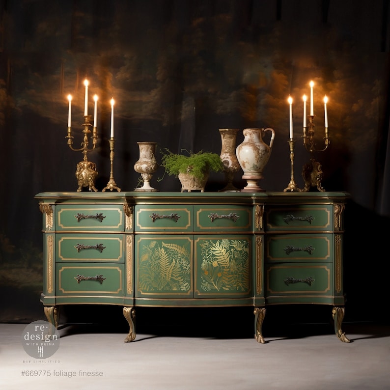 Foliage Finesse Gold Foil Transfer - Redesign With Prima Furniture ...