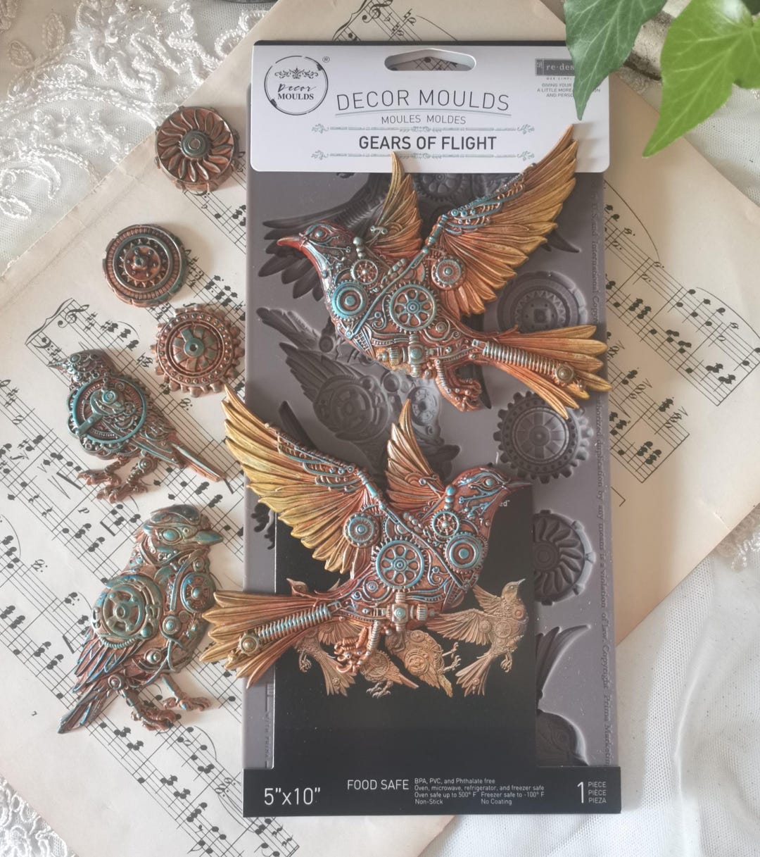 Gears of Flight Silicone Mold: Steampunk Bird Decor Mould (5"x10 ...