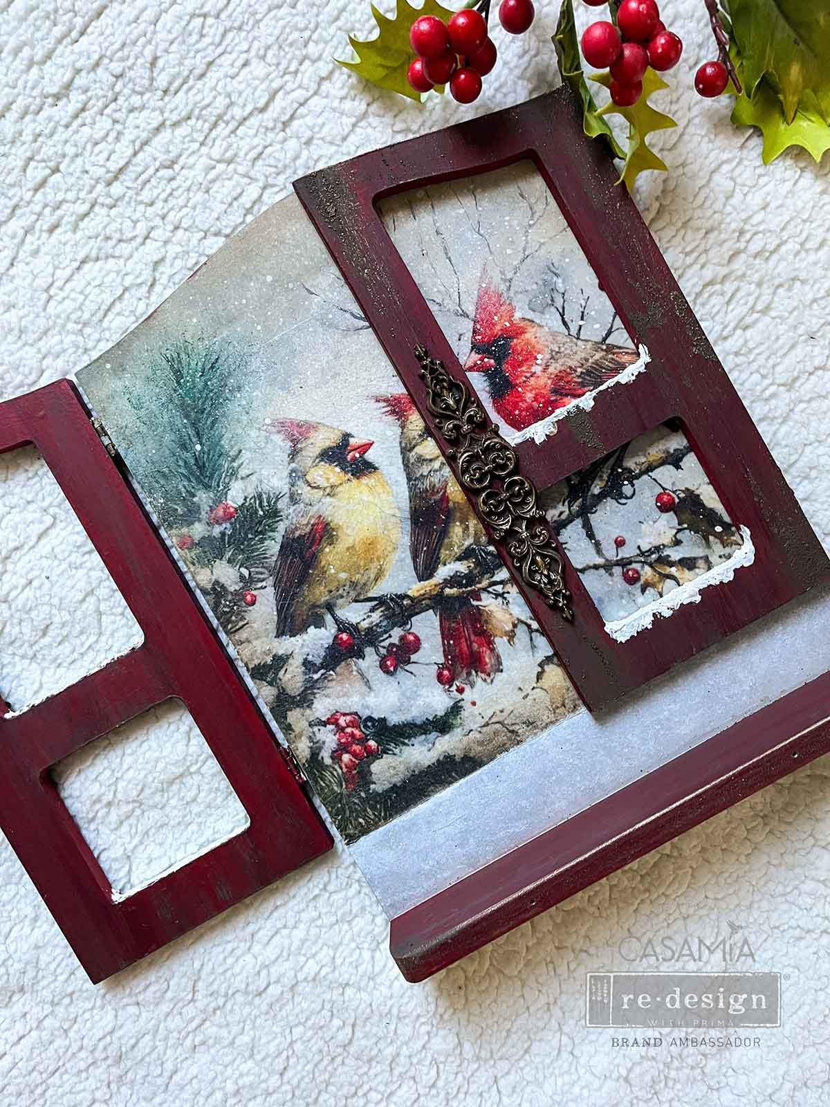Crimson Noel A4 Decoupage Paper | Small Redesign With Prima Cardinal ...