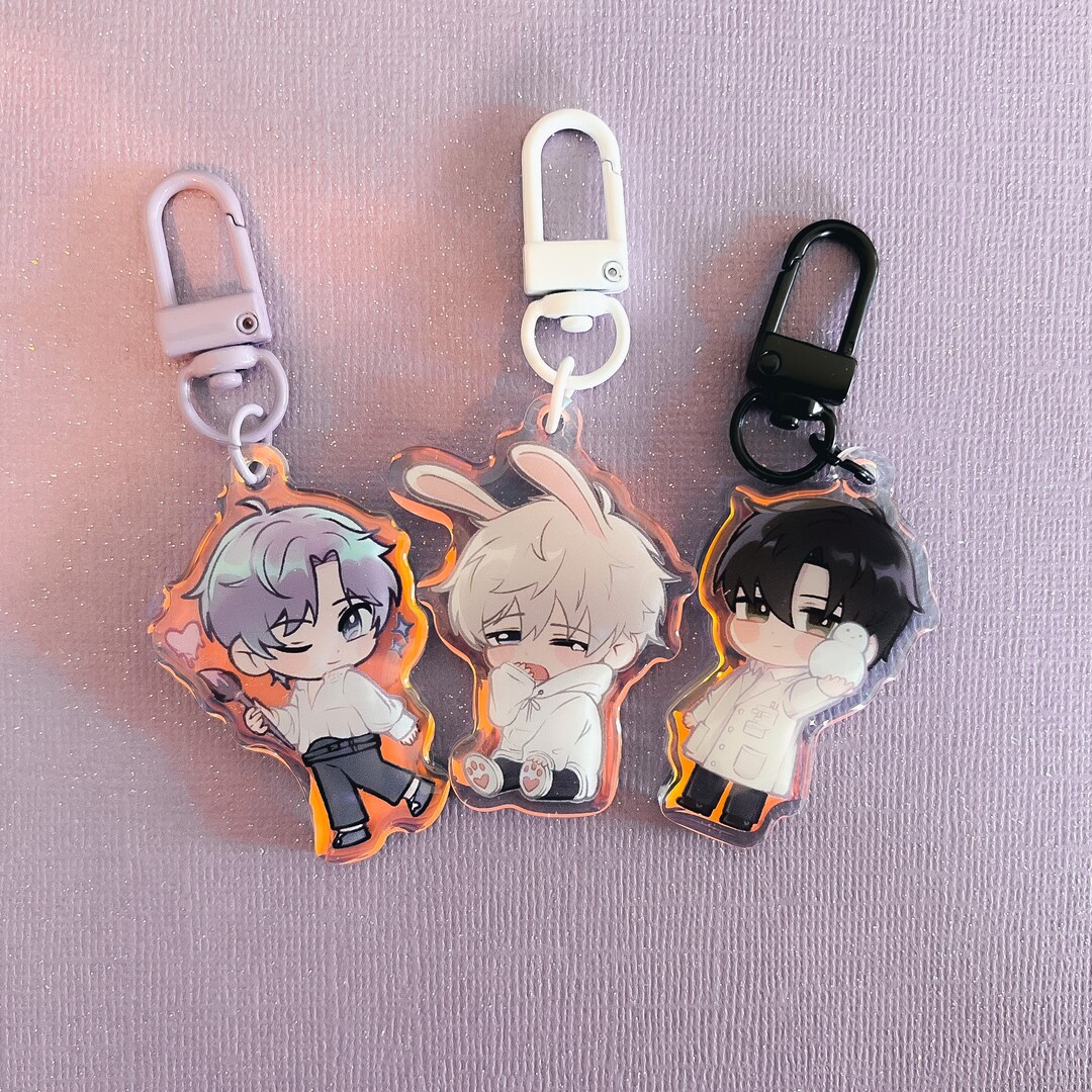 Love and Chibi Space Keychains - Rainbow Double-sided Acrylic Charms ...