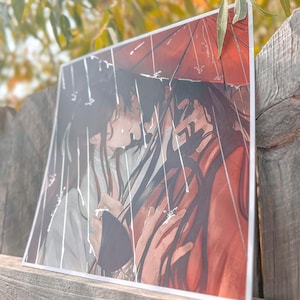 Hualian Silver Foil Art Print - Kissing in the Rain - Xie Lian Hua ...