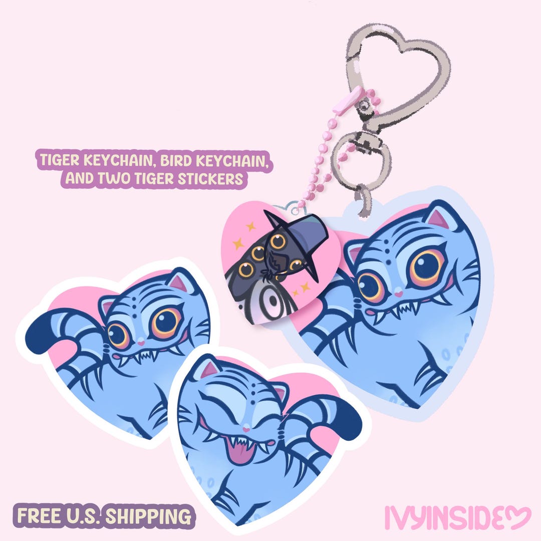 Derpy Tiger Keychain – K-pop Demon Hunters Fan Art 1.75” Acrylic Charm ...