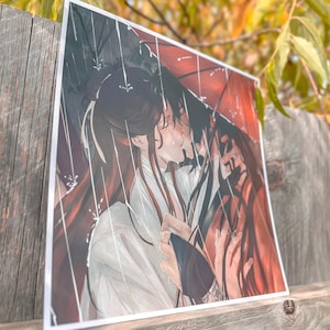 Hualian Silver Foil Art Print - Kissing in the Rain - Xie Lian Hua ...