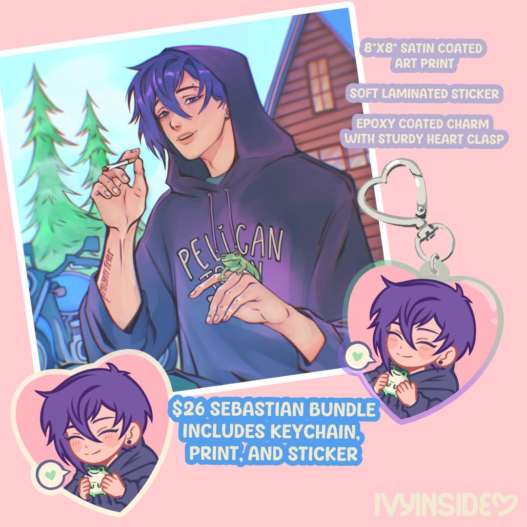 Stardew Valley Sebastian Art Pack – Print, Sticker & Keychain Fanart ...