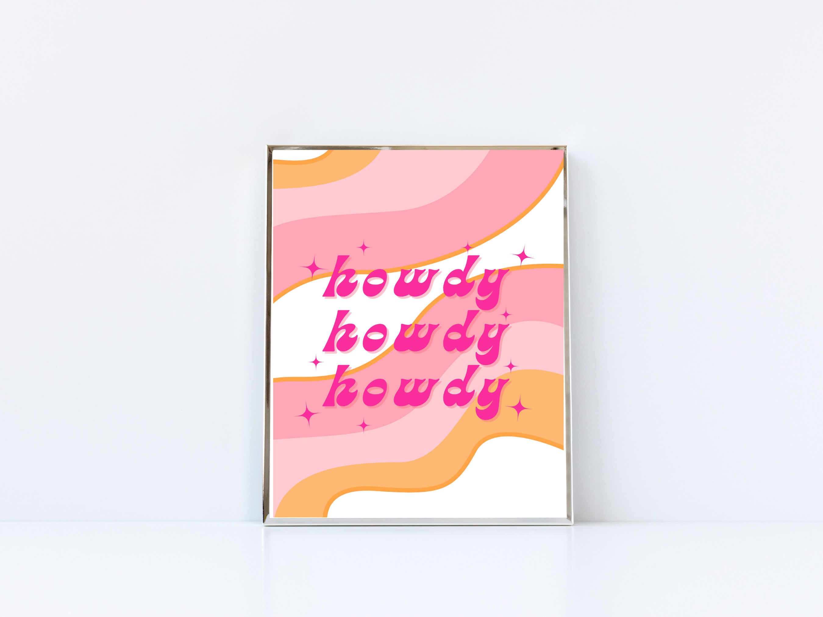 Howdy Retro Western Printable Sign, Pink and Orange Nashville ...