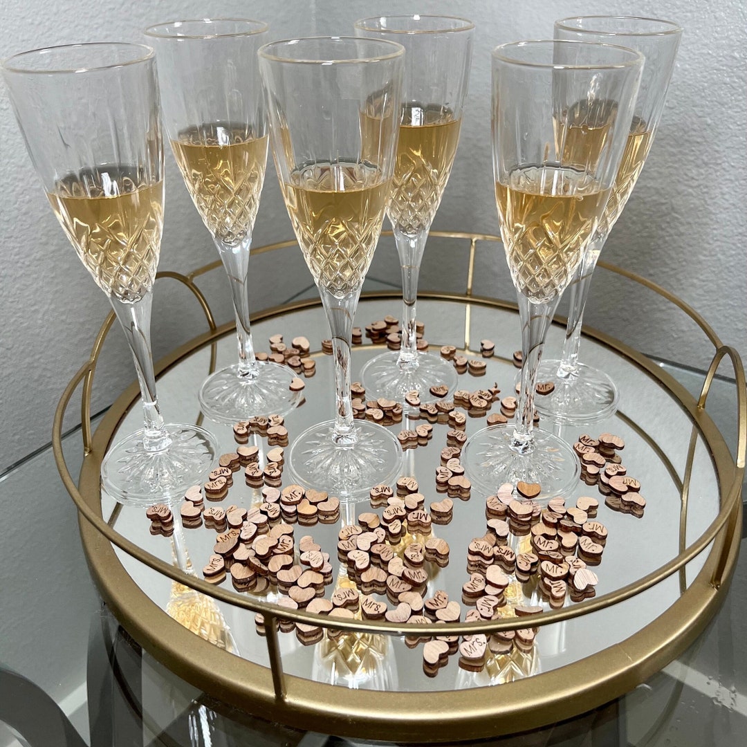 200 Mr. Mrs. Wooden Heart Confetti Bridal Party Table Confetti Heart ...