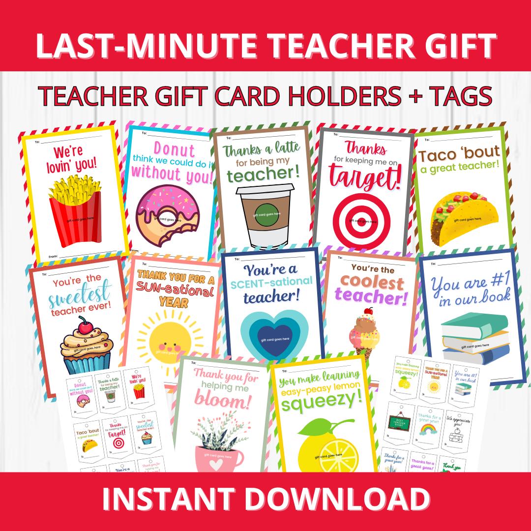 Teacher Gift Card Holder Printable, Thank You Tags, End of Year ...