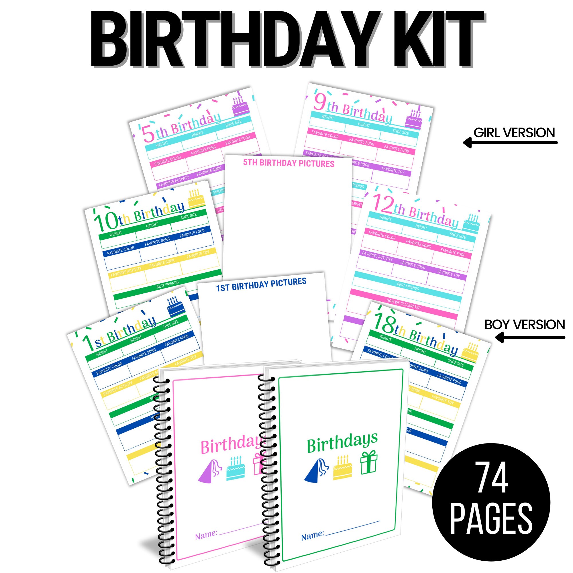 Kids Printable Memory Book All About Me Childhood Memory Keeper ...