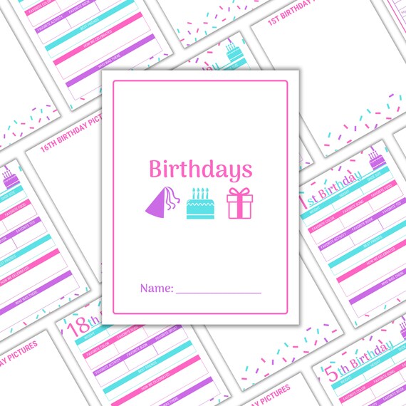 Girls' Birthday Memory Book Printable Birthday Book - Etsy