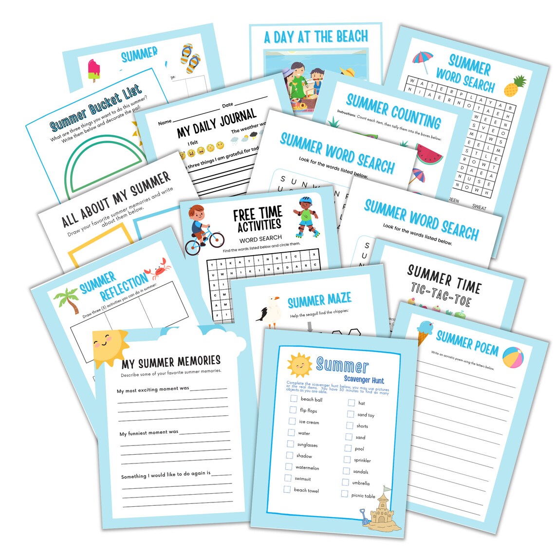 Summer Activity Book for Kids: 40-page Printable Pack (PDF) - Etsy