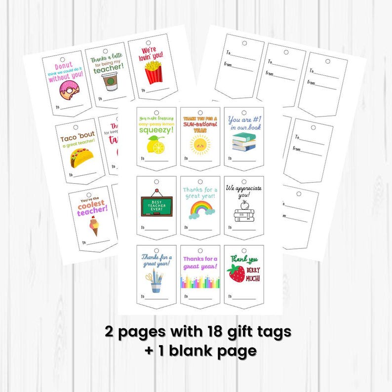 Teacher Gift Card Holder Printable, Thank You Tags, End of Year ...